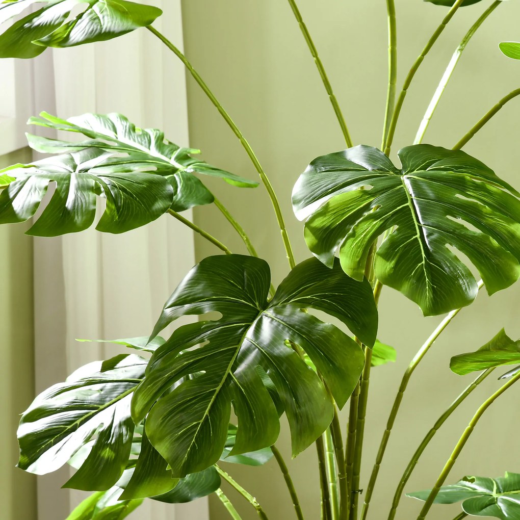 HOMCOM Umělé rostliny, umělá Monstera Deliciosa, 180 cm umělá rostlina s 24 větvemi, pokojová rostlina, umělý strom, rostlinná dekorace do interiéru,…