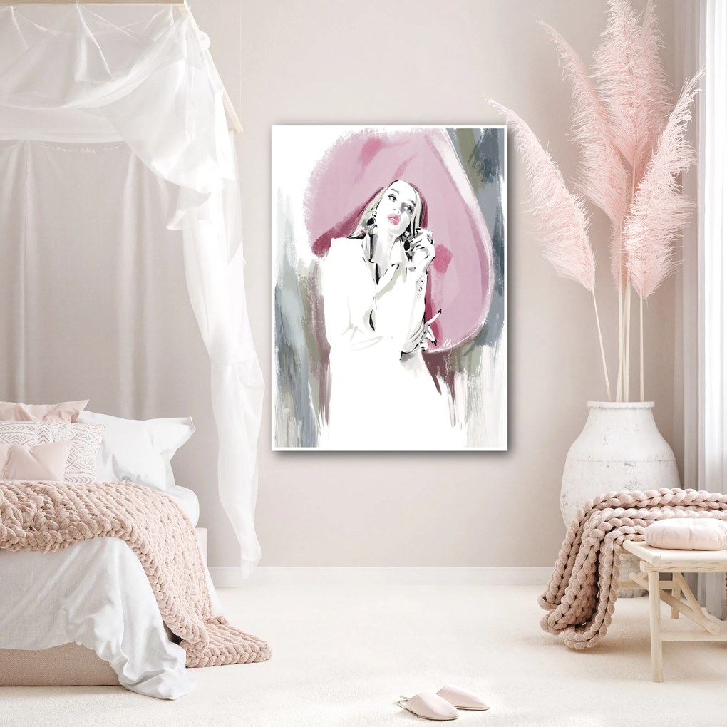 Gario Obraz na plátně Žena v růžovém klobouku - Irina Sadykova Rozměry: 40 x 60 cm
