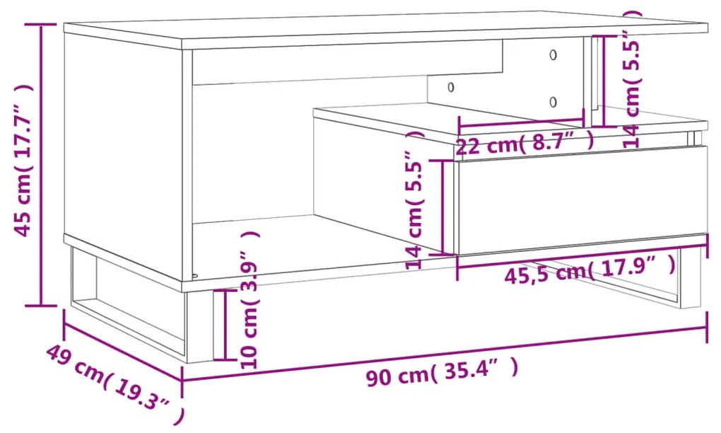 Konferenční stolek černý 90 x 49 x 45 cm kompozitní dřevo