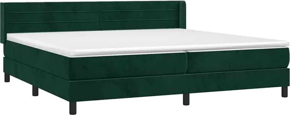 Box spring postel s matrací tmavě zelená 200x200 cm samet 3131042
