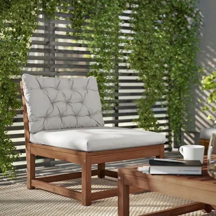 IKEA NAMMARO Zahradní křeslo moření světle hnědá/Kuddarna světle šedobéžová