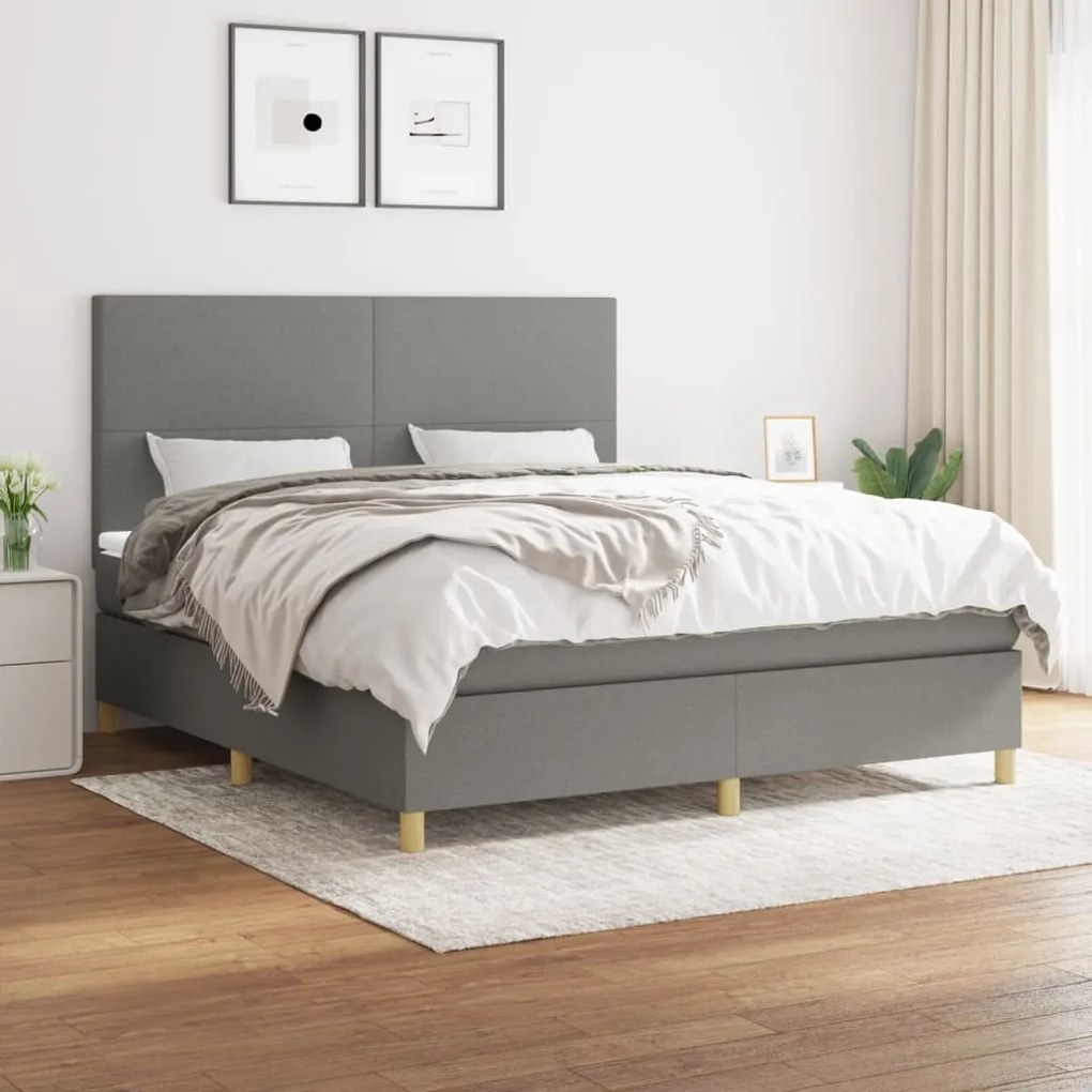 Box spring postel s matrací tmavě šedá 160x200 cm textil 3142186