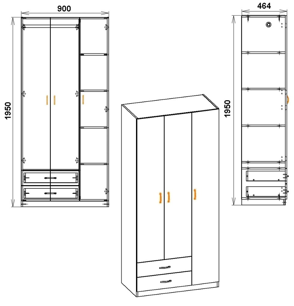 Vomaks Šatní skříň-13 Barva: wenge + javor