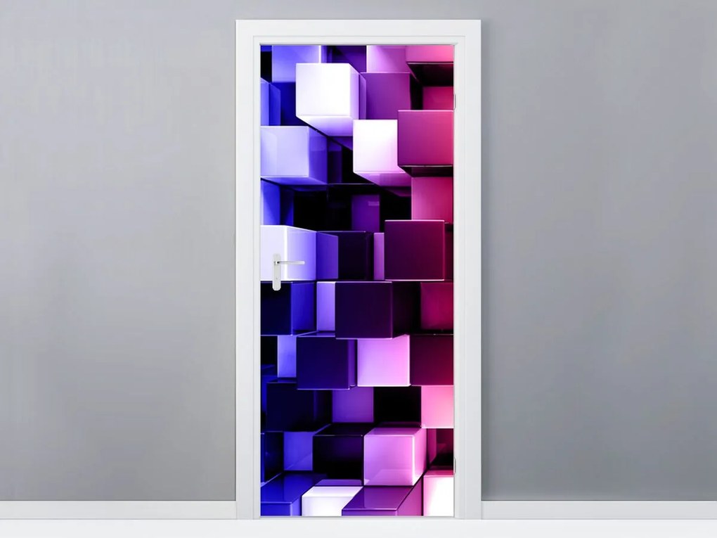 Gario Samolepící fólie na dveře Barevné 3D kostky 95x205cm Velikost: 95 x 205 cm