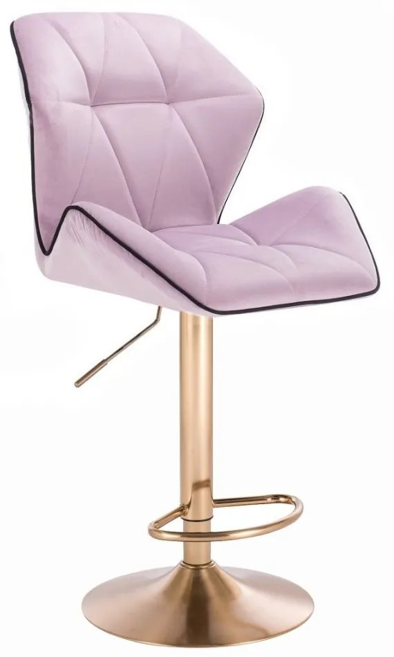 LuxuryForm DESIGN Barová židle MILANO MAX VELUR na zlaté kulaté podstavě - levandule