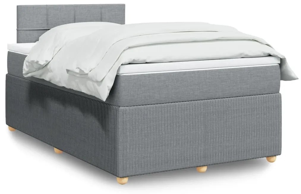 Box spring postel s matrací světle šedá 120x190 cm textil