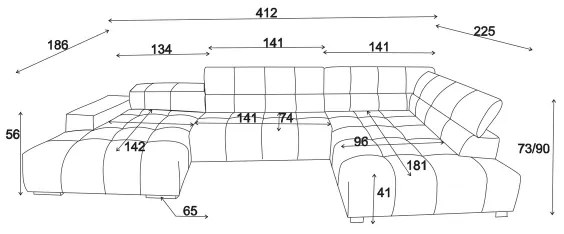 Rohová sedací souprava do U TROPEA šedá
