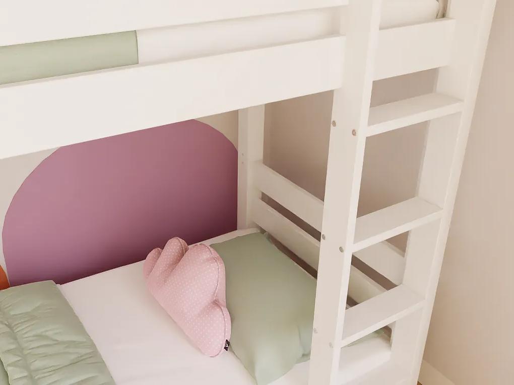 Tartak Meble Domečková patrová postel ALPY se žebříkem 90x200 cm Zvolte barvu: Bílá, Zvolte šuplík: Bez šuplíku, Zvolte zábranu: Se spodní zábranou