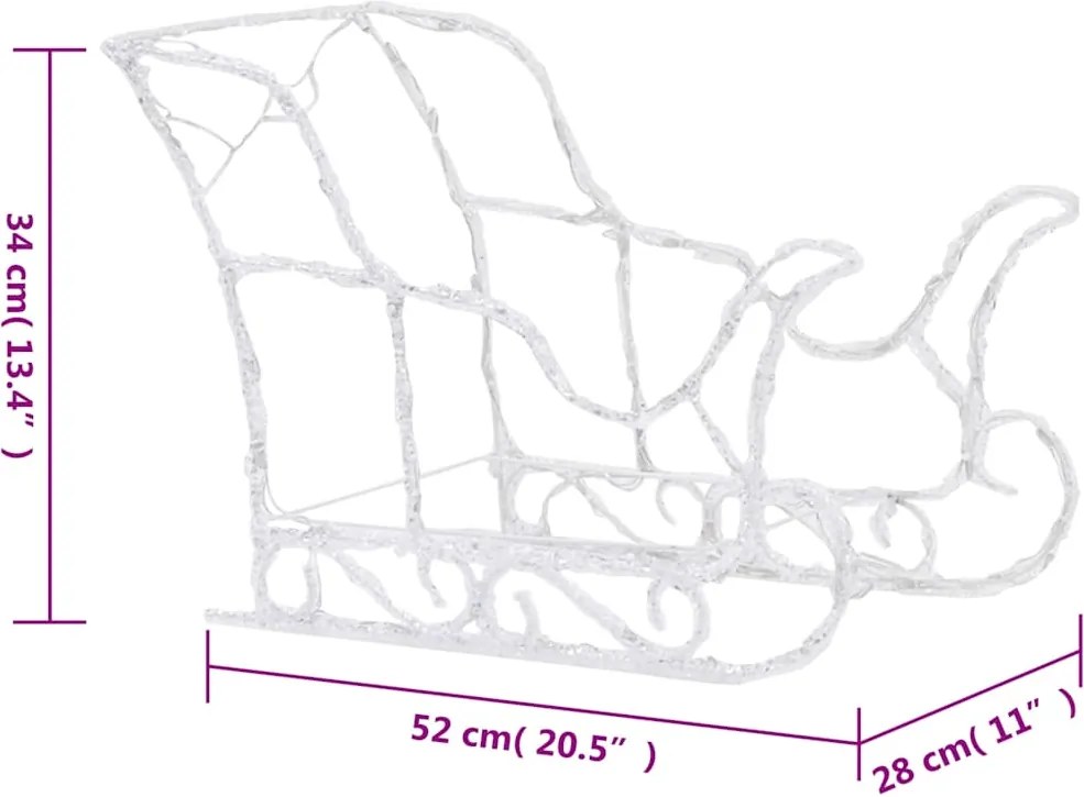vidaXL Marketos Vánoční sobi se sáněmi 160 LED diod 130 cm akryl