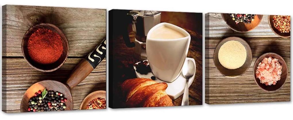 Gario Sada obrazů na plátně Káva a koření - 3 dílná Rozměry: 90 x 30 cm