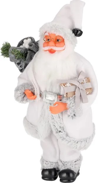 Vánoční dekorace Santa Claus bílá / šedá 40 cm