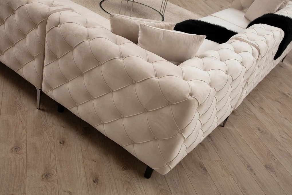 Designová rohová sedačka Rococo ecru - pravá
