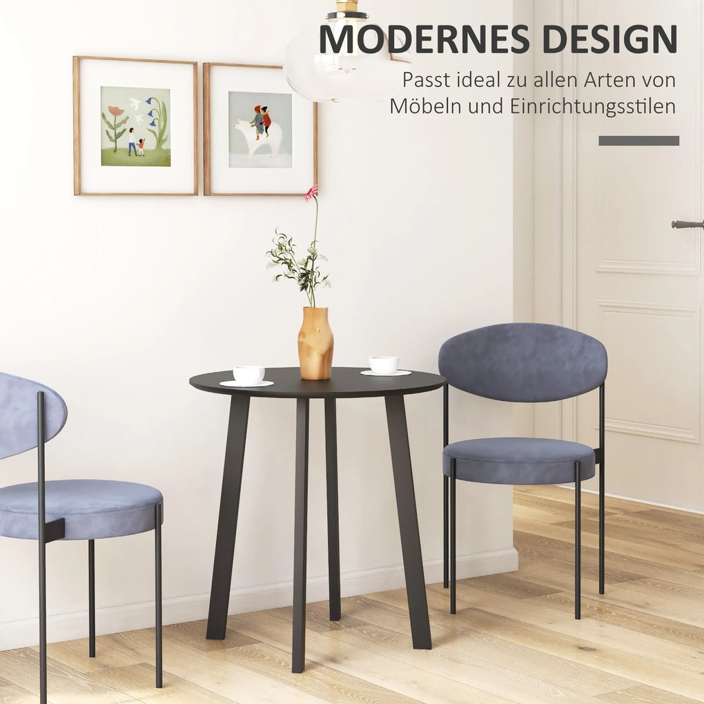 HOMCOM Jídelní stůl Kulatý kuchyňský stůl Odkládací stolek Jídelní stůl se zkosenými nohami do kuchyně Jídelna Obývací pokoj Moderní design Černá 72 …