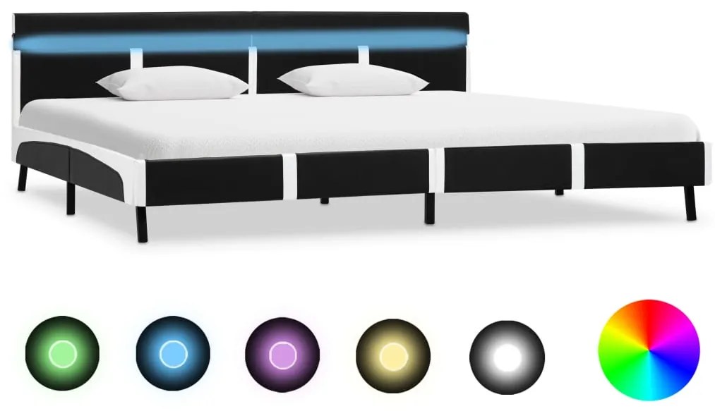 280306 vidaXL Rám postele s LED světlem černý umělá kůže 180 x 200 cm