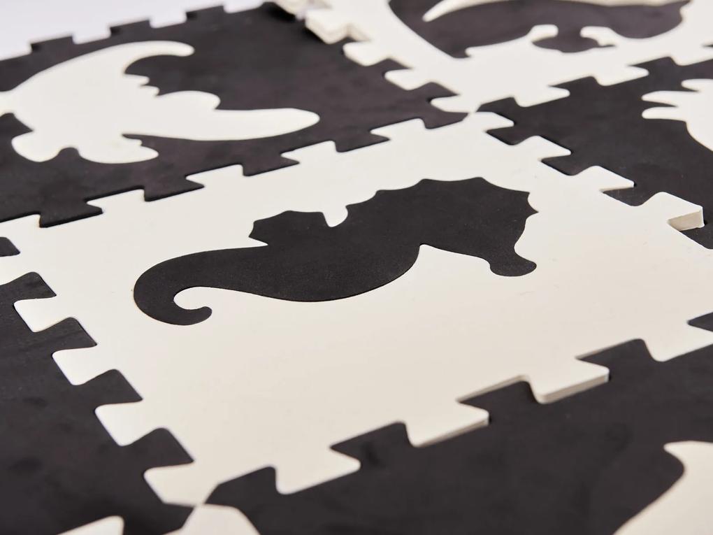 Kontrastní pěnové puzzle 30x30 cm, 25 ks černá, krémová