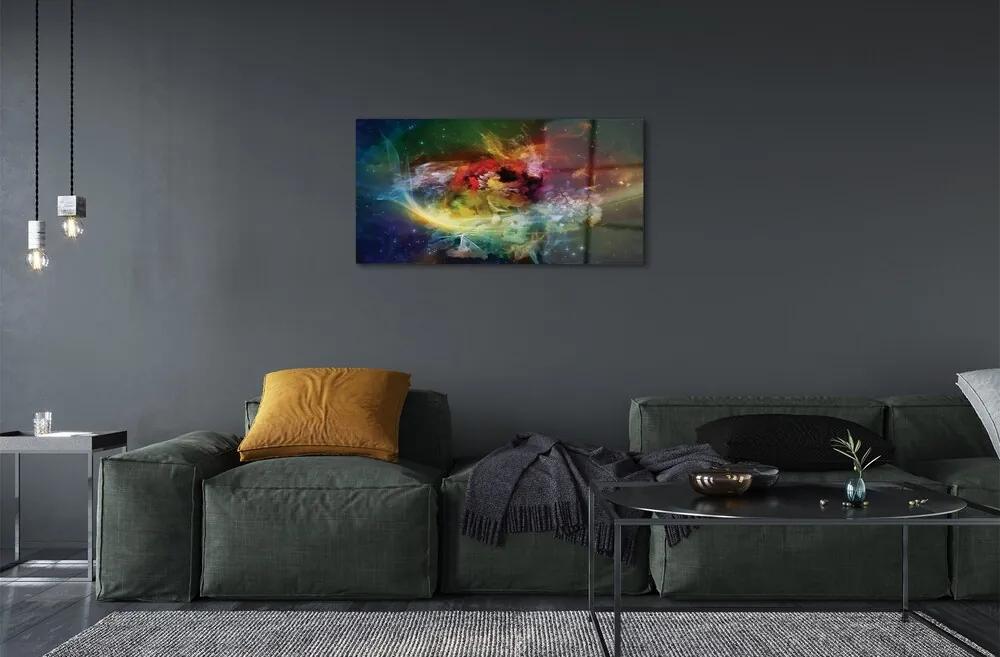 Obraz na skle abstraktní fraktály 125x50 cm