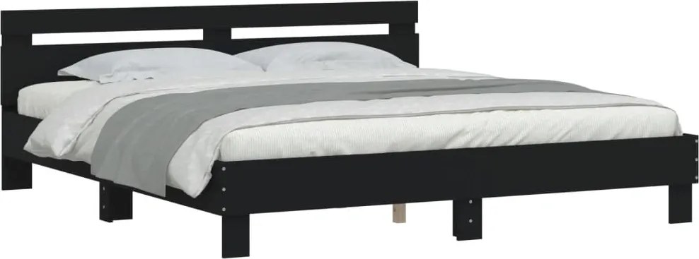 Rám postele s čelem černý 160 x 200 cm kompozitní dřevo 3207407