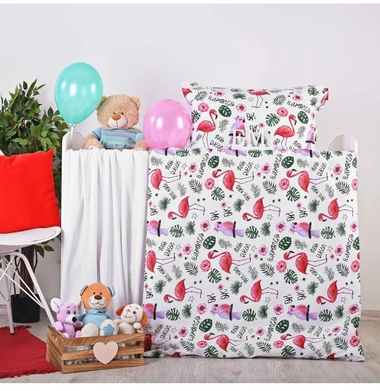 Povlečení dětské bavlněné Plameňáci EMI, Dětský set 90x130 + 45x65