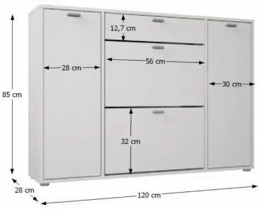 Botník, lamino, bílá, Anabela