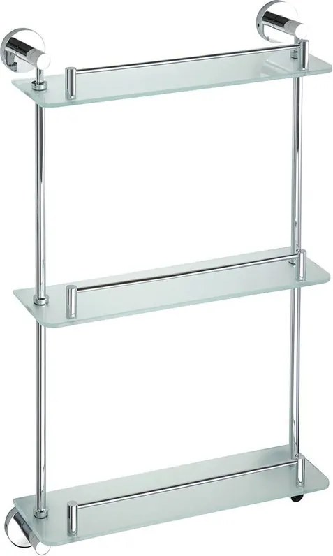 Sapho Sapho, X-ROUND E skleněná polička trojitá s hrazdou 380x675x130mm, chrom, XR608