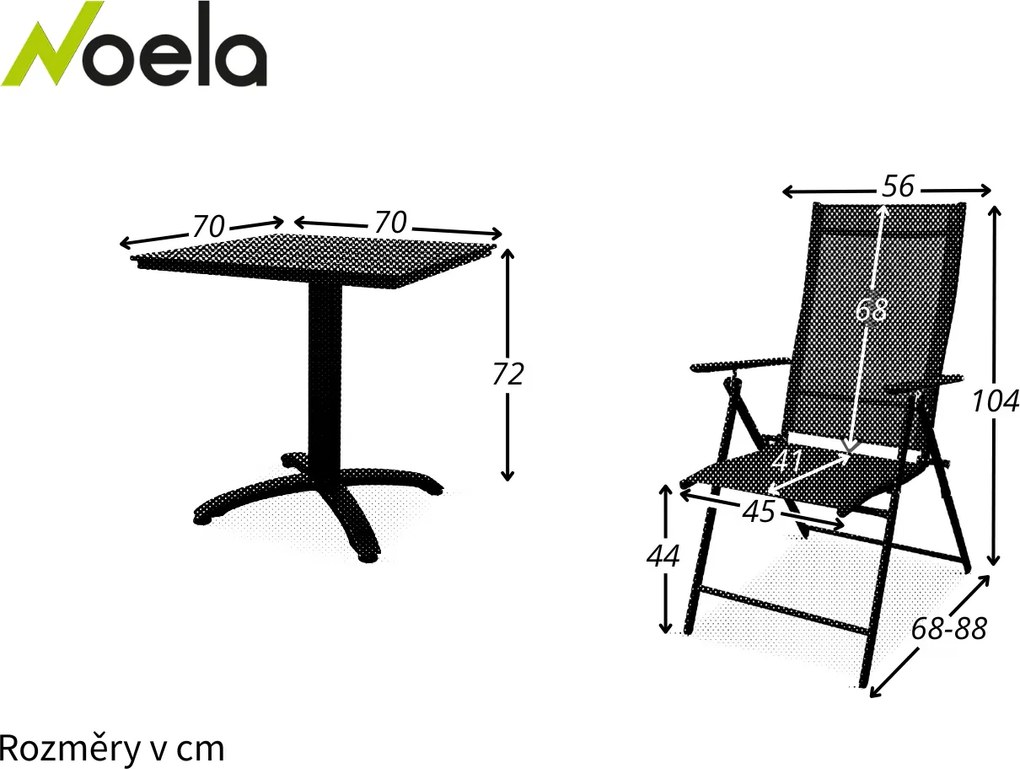 Noela Balkonový set Ristorante + 2x kovová židle Pia
