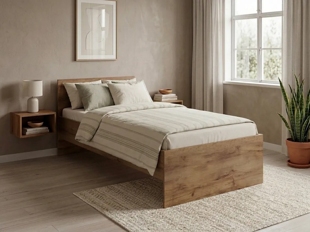Postel ELISA 90 x 200 cm, dub artisan Matrace: Matrace Coco Maxi 20 cm, Rošt: S lamelovým roštem