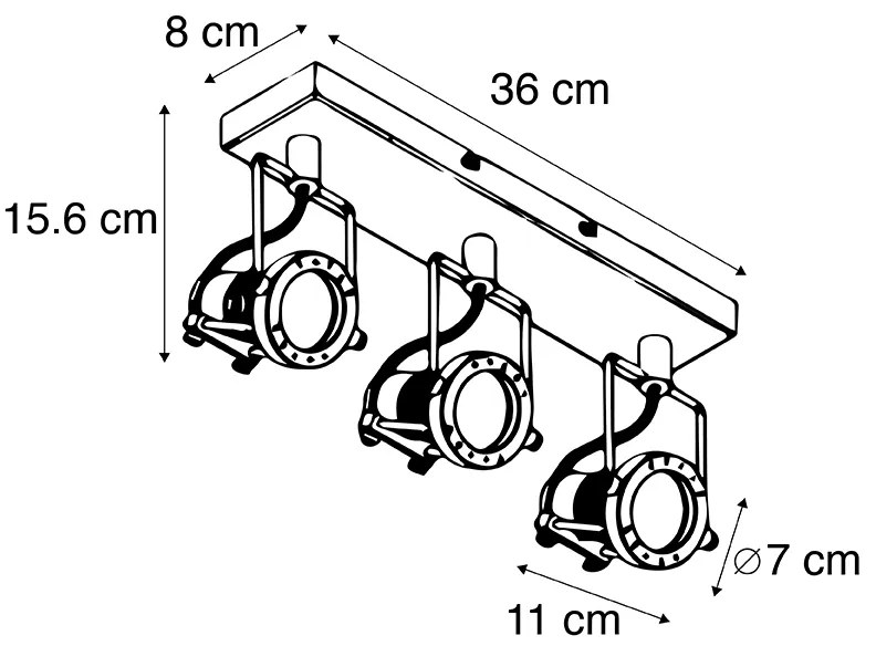 Průmyslový reflektor černý 3-světla - Suplux
