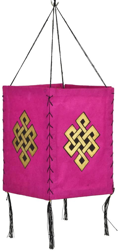 Sanu Babu Stínidlo, čtyřboké, růžový, zlatý tisk, nekonečný uzel, 18x25cm