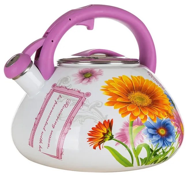 Smaltovaná konvice pískací FLOWERS 3 l