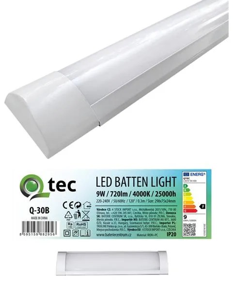 Svítidlo pod linku QTEC Q-30B 9W LED BATTEN LIGHT