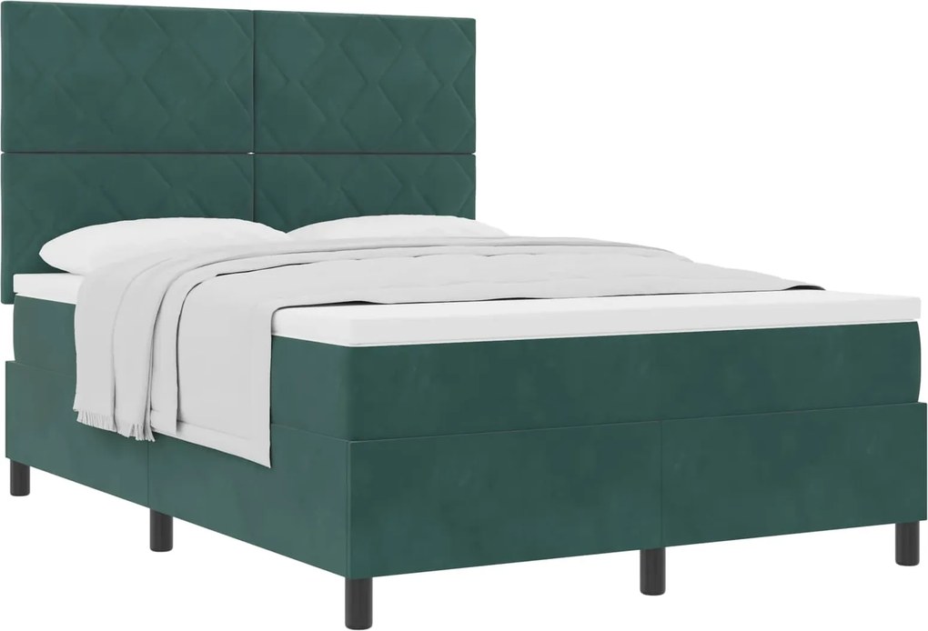 Postel s boxspringem s čelo Tmavě zelená 140 x 200 cm samet 3339905