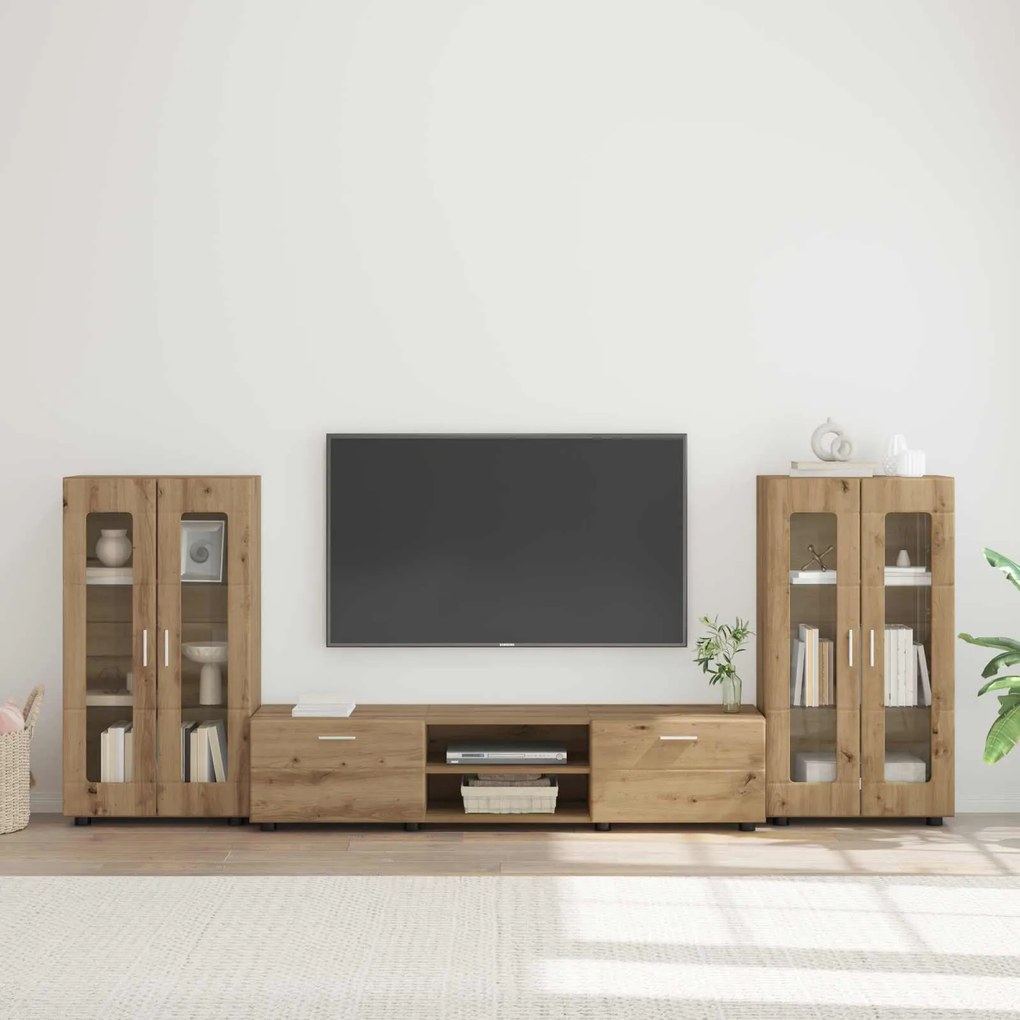 Sestava TV skříněk FLORIN 3 ks Artisanový dub Kompozitní dřevo 3397943