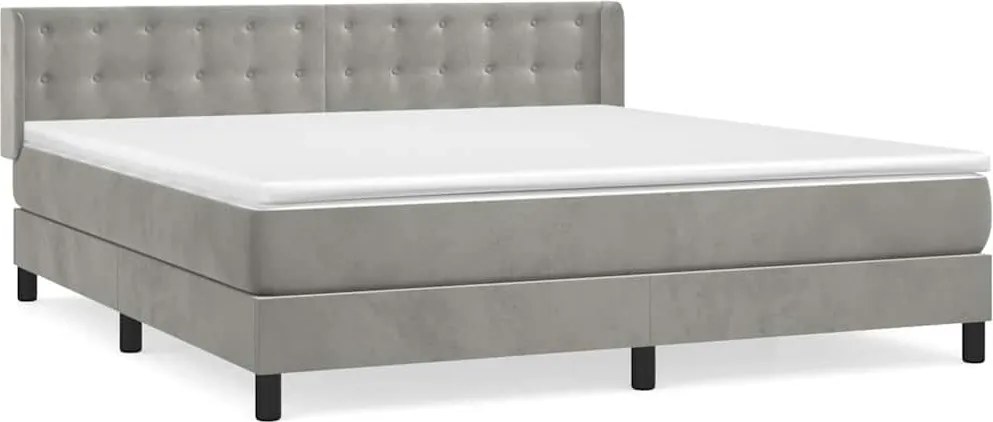 Box spring postel s matrací světle šedá 160x200 cm samet 3131207