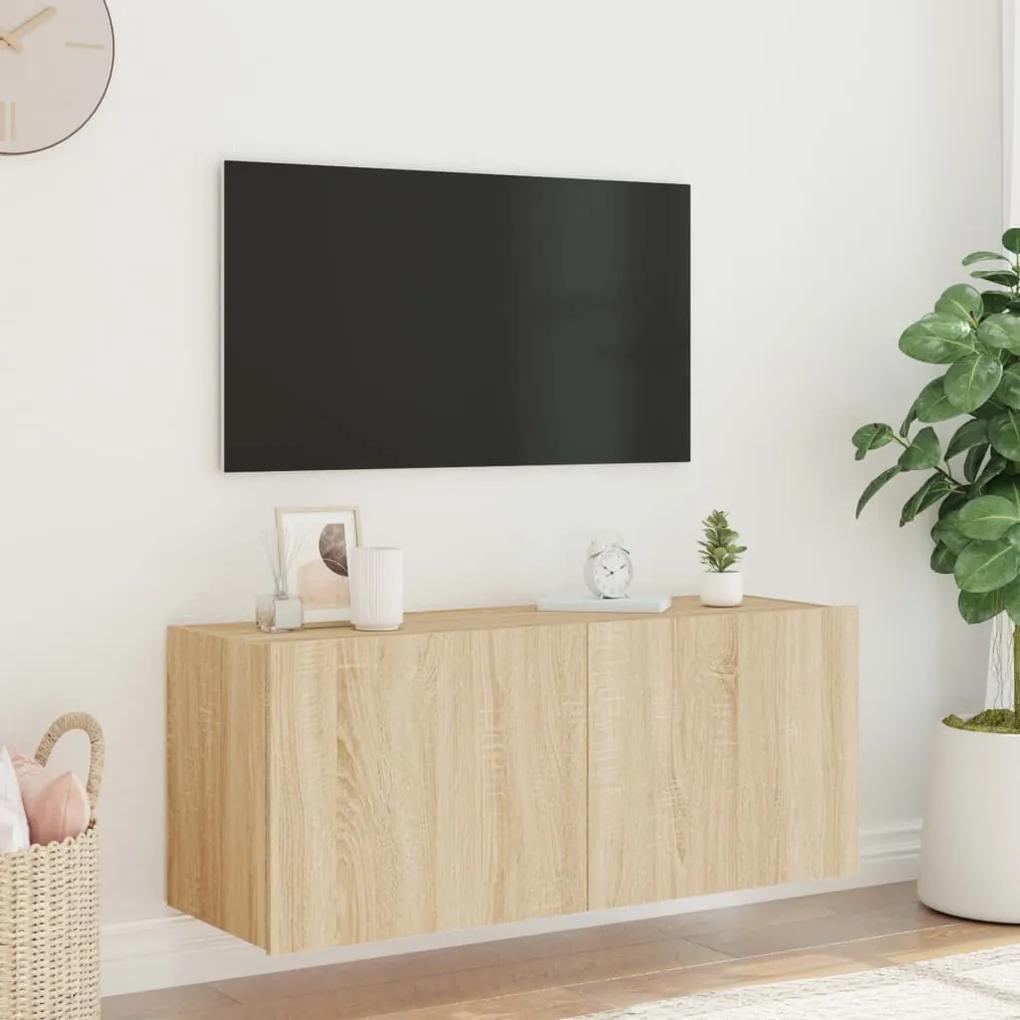 vidaXL Nástěnná TV skříňka s LED osvětlením 100x35x41 cm [837325] Barva: kouřový dub