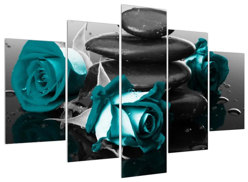 Obraz modrých růží (150x105 cm)