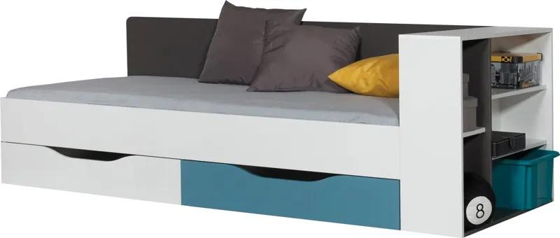 Dětská postel Tablo TA12A Zvolte barevné provedení: bílá - grafit - atlantic, Zvolte možnost matrace: S matrací