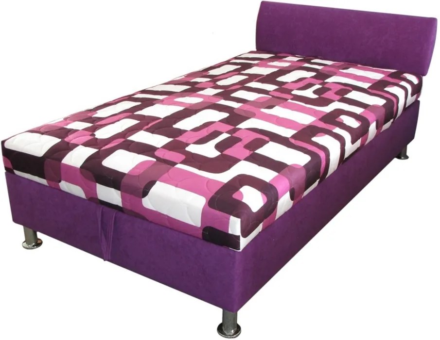 Studentská postel s čelem 110x200 s matrací ALFA - fialová