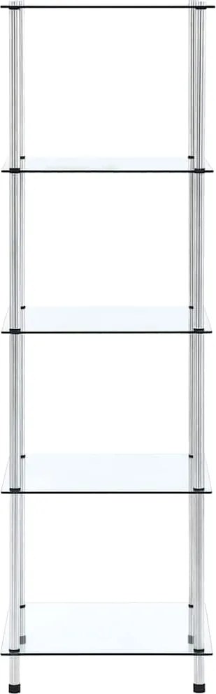 5patrová police průhledná 40 × 40 × 130 cm tvrzené sklo 249506