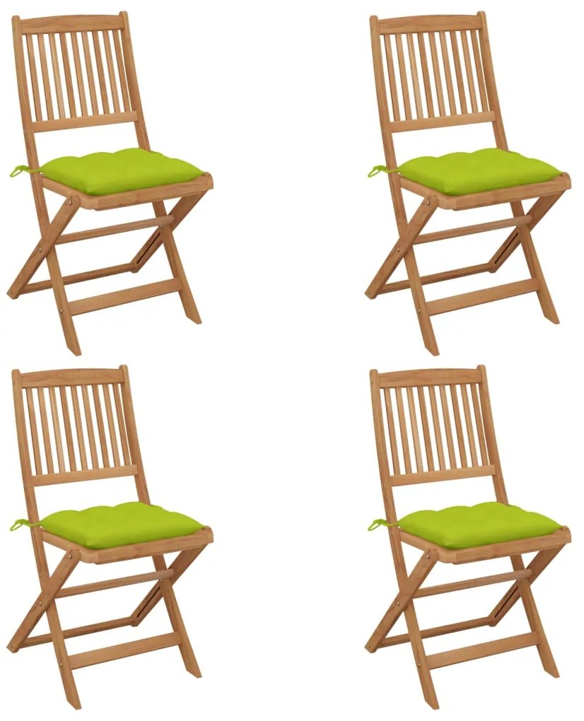 3064697 vidaXL Skládací zahradní židle s poduškami 4 ks masivní akáciové dřevo