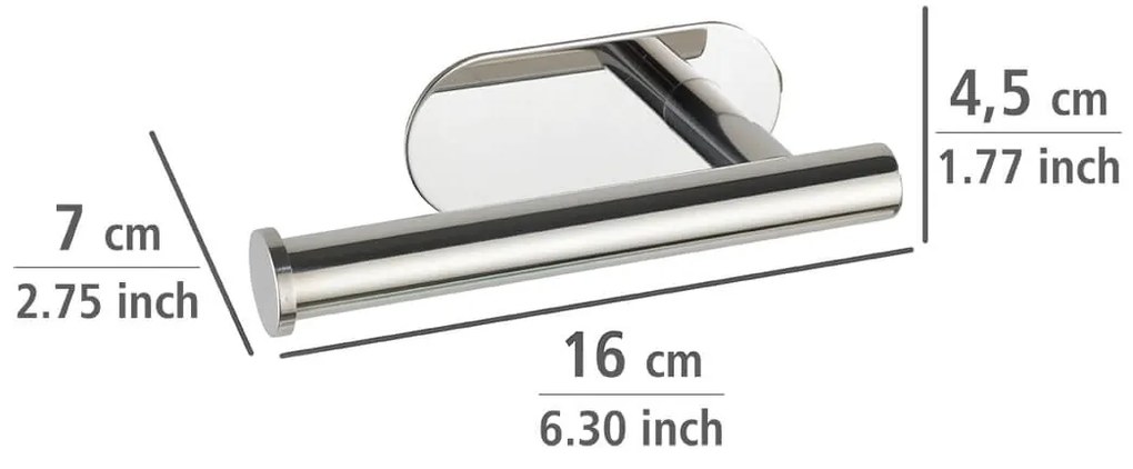 WENKO Držák WC papíru BEZ VRTÁNÍ TurboLoc OREA SHINE kovově lesklý 4x16x7 cm