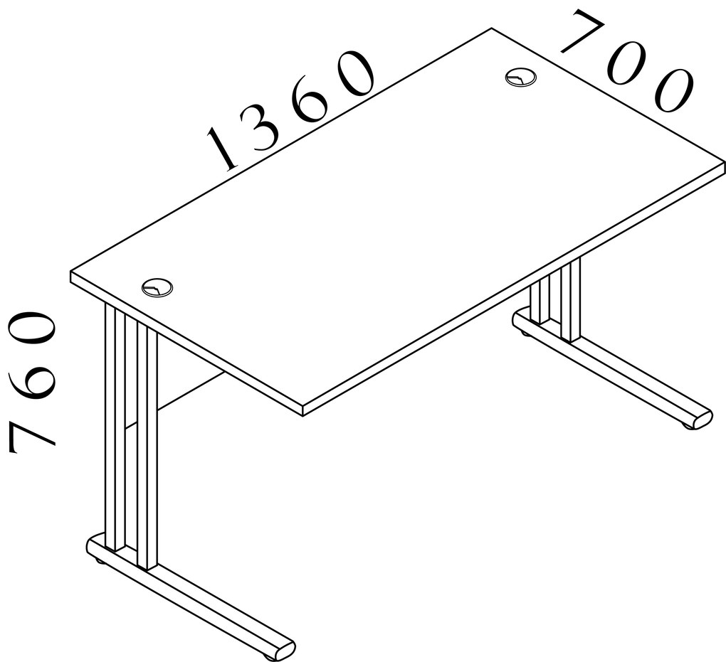 NABYTEK-DESIGNOVY.CZ - BPR14 03 - Kancelářský stůl Komfort, kovová podnož, 140x70x76 cm, calvados