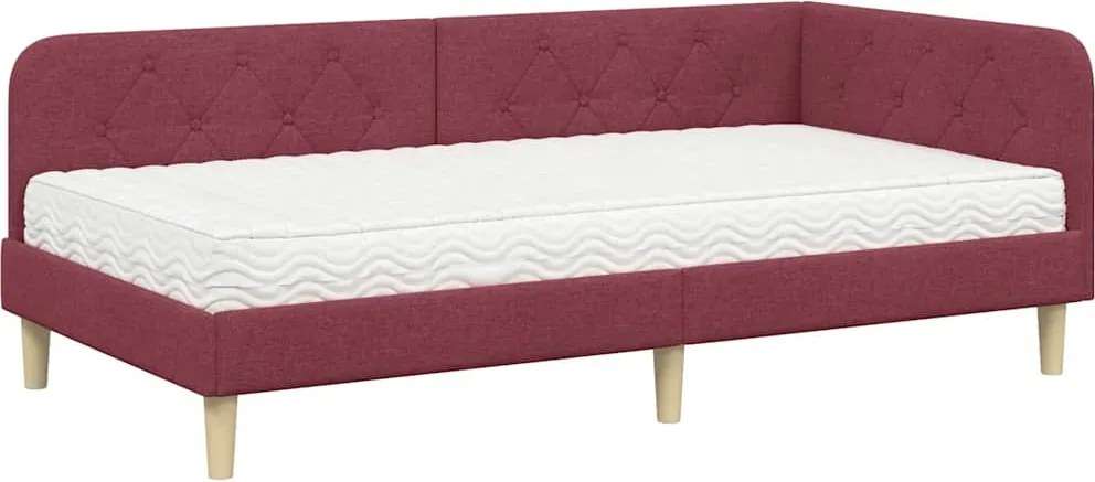 Rohový rám postele Víno Červené 90 x 200 cm textil 3394120