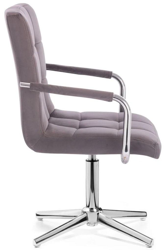 LuxuryForm DESIGN Otočná židle VERONA VELUR na stříbrném kříži - tmavě šedá