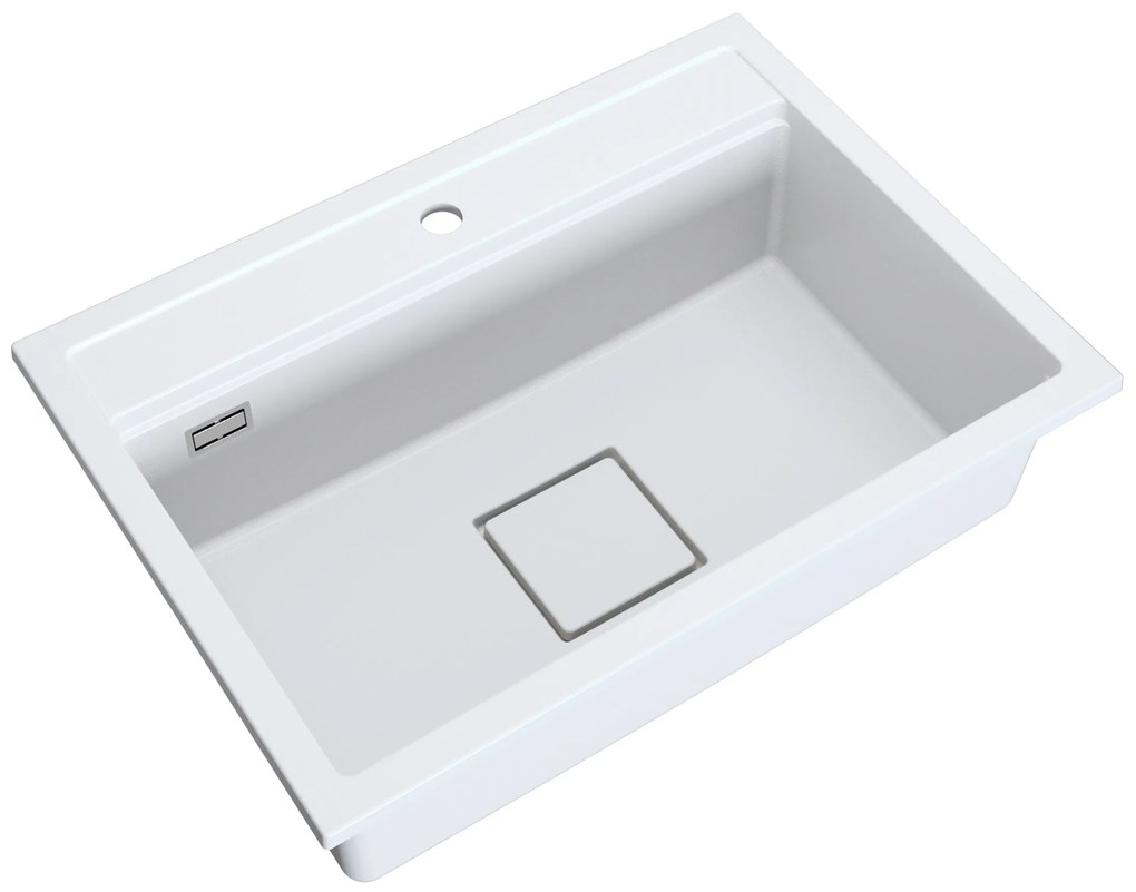 Gamma Quadro 7050, 1-komorový granitový dřez 700x500x220 mm, bílá, GMA-ZLE000236