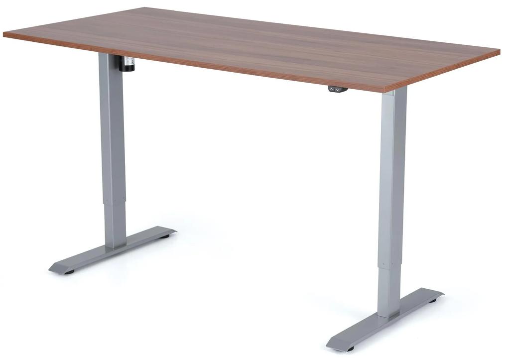 Výškově nastavitelný stůl Liftor 2segmentové nohy šedé,   deska 1600 x 800 x 25 mm ořech