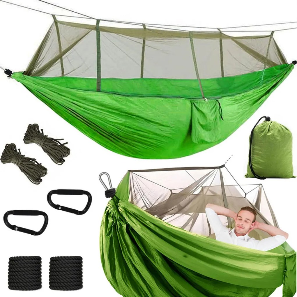 Ultralehká houpací síť 2v1 AntiMosquito s příslušenstvím