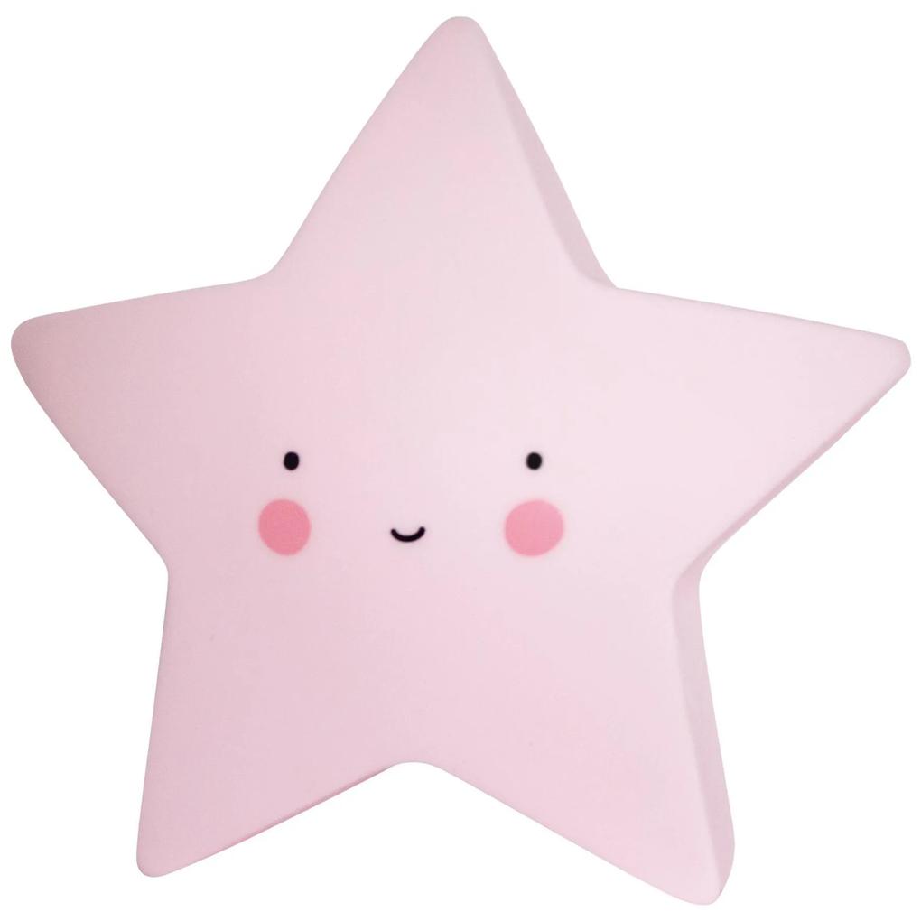 A Little Lovely Company Noční LED lampička Pink star, růžová barva, plast