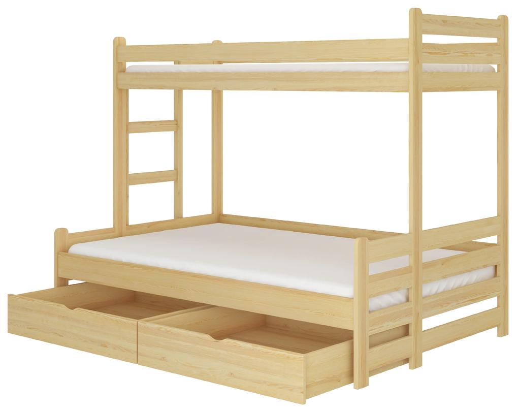 Patrová postel BENITO s nebesy Hlavní barva: Borovice Natural, Obsahuje matraci: Ano