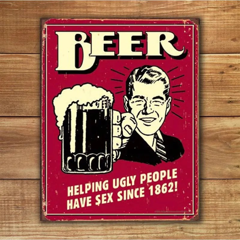 Plechová cedule Beer - Ugly People 40 cm x 32 cm