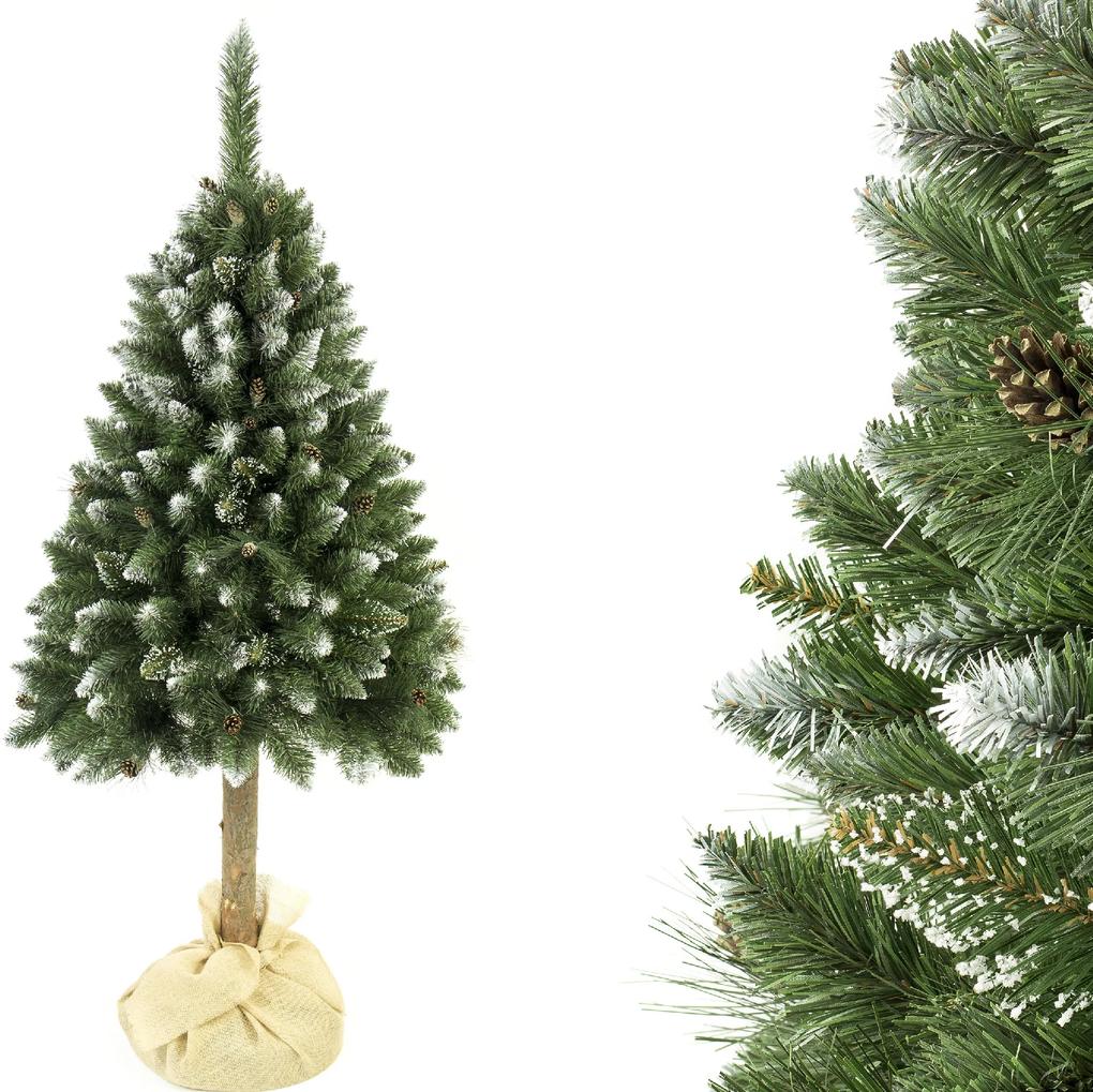 TRENDIE Vánoční stromek Borovice diamantová se šiškou na pníku 220 cm